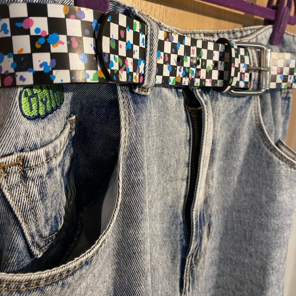 French Craft | Accessories | French Craft Checkered Paint Splatter Belt ...